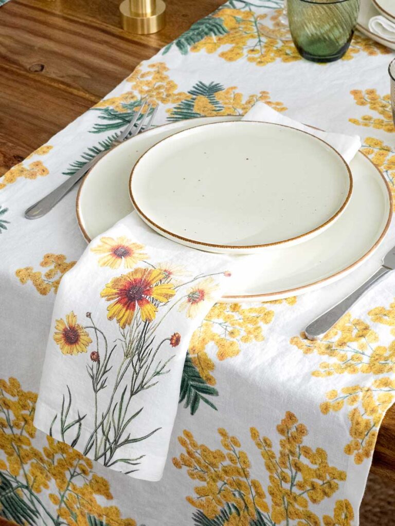 Woodland Birds Linen Napkins (set of 6) - LINOROOM 100% LINEN TEXTILES