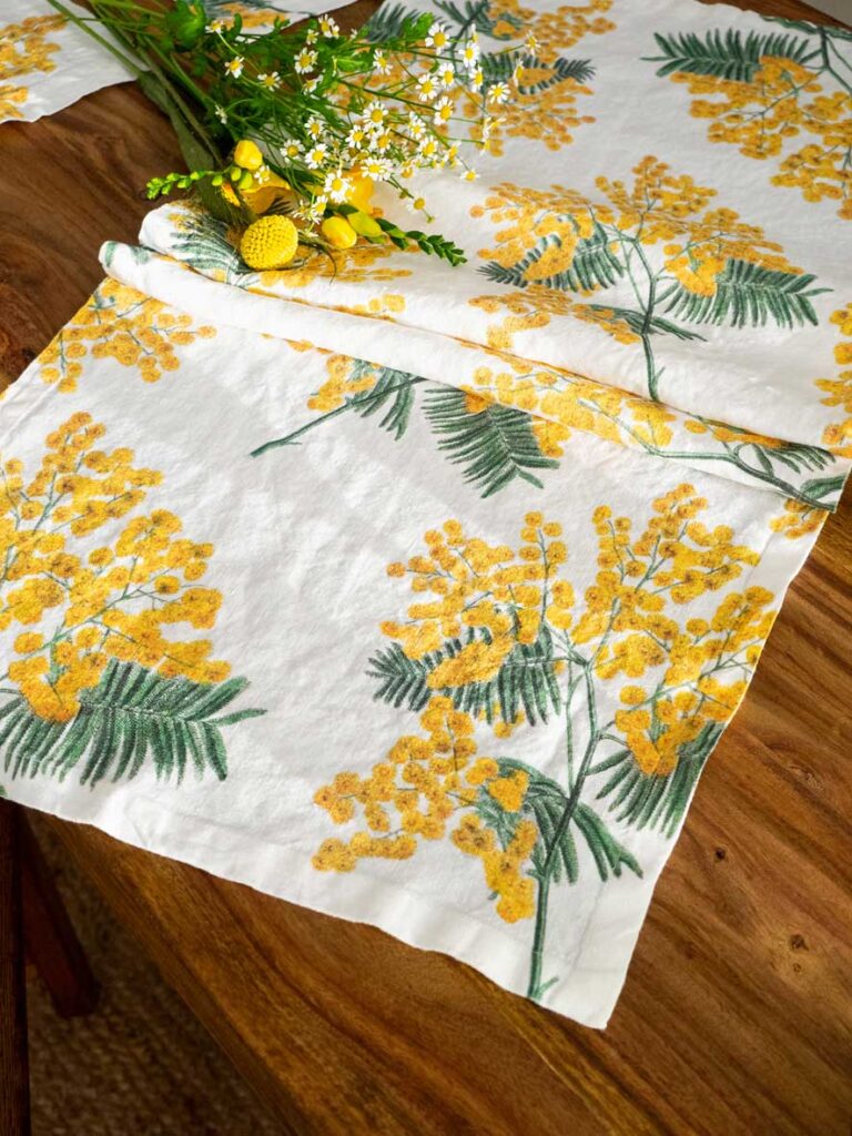Linen Table Runner Mimosas | Linoroom home linen