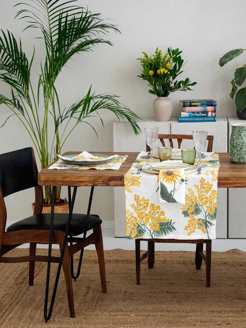 Linen Table Runner Mimosas | Linoroom home linen