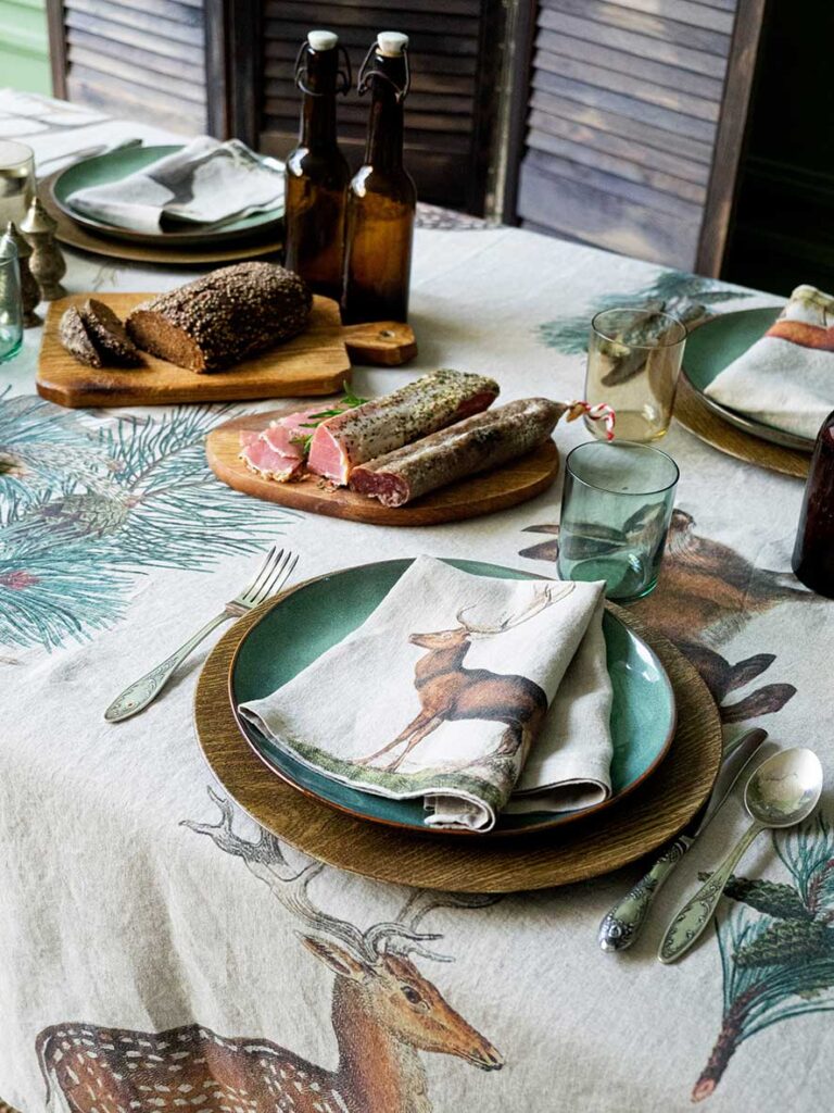 Wild Animals Linen Tablecloth - big size │ Linoroom