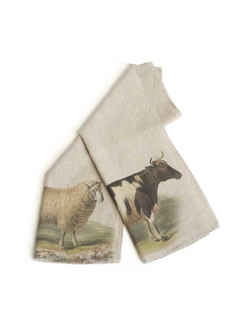 Cow & Sheep Linen Kitchen Towels │ 100% linen │ LINOROOM