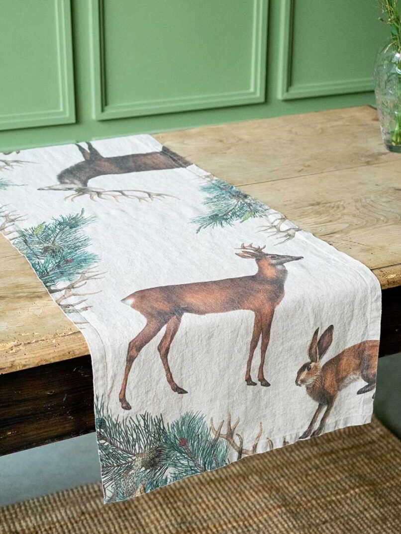 Wild Animals Linen Table Runner | Linoroom home linen