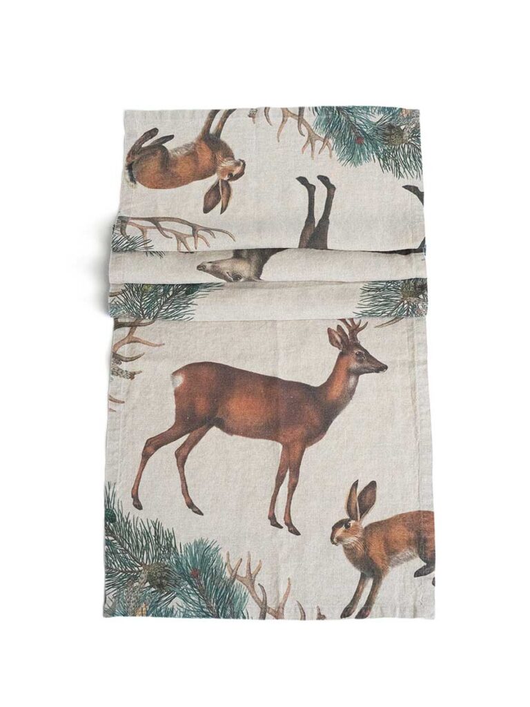 Wild Animals Linen Table Runner | Linoroom home linen