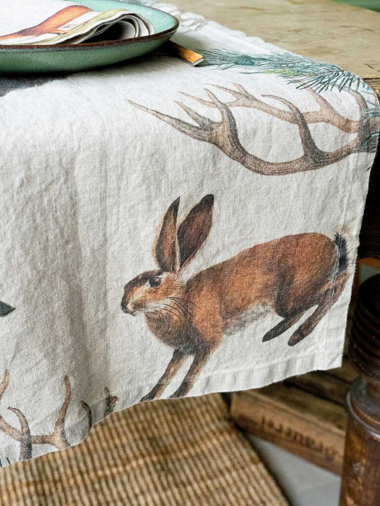 Wild Animals Linen Table Runner | Linoroom home linen