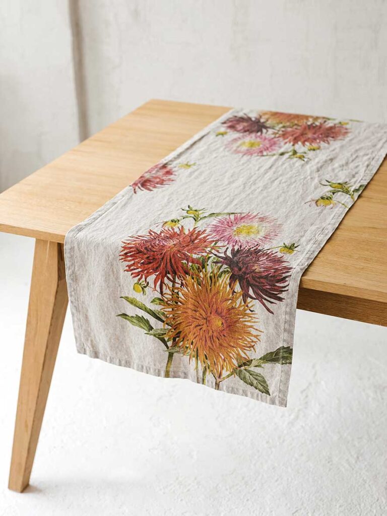 Country Flowers Linen Table Runner | Linoroom home linen