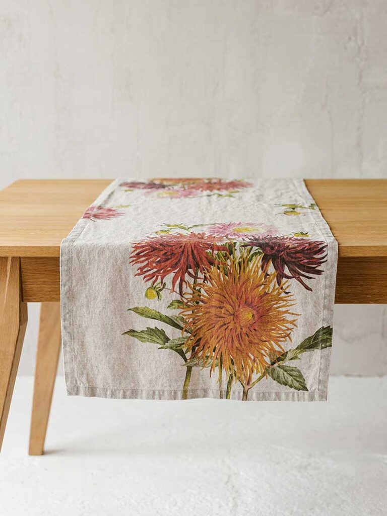 Country Flowers Linen Table Runner | Linoroom home linen