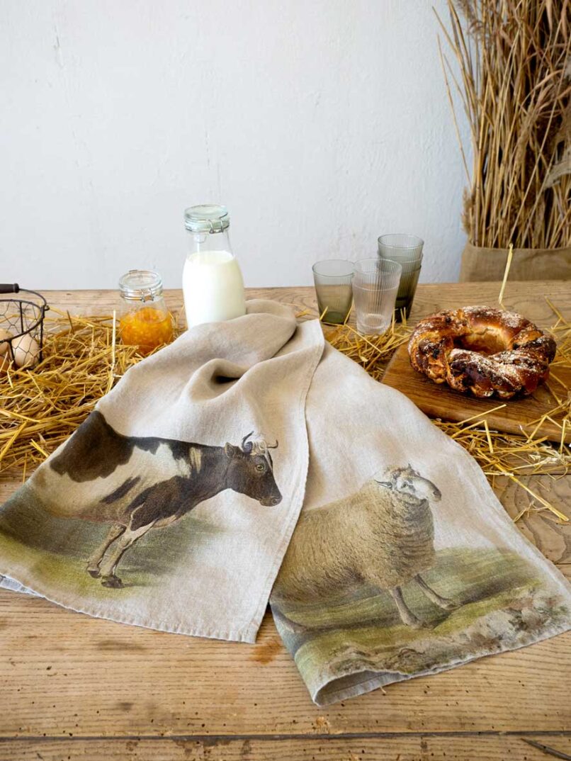 Cow & Sheep Linen Kitchen Towels │ 100% linen │ LINOROOM