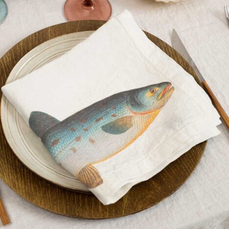 Sea Fish Linen Napkins (set of 6) | 100% linen | LINOROOM